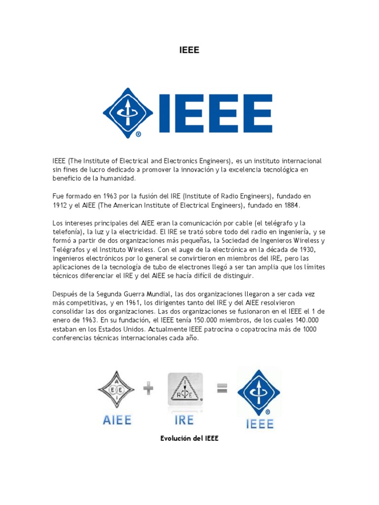 Historia y Evolución del IEEE | PDF | Instituto de Ingenieros ...