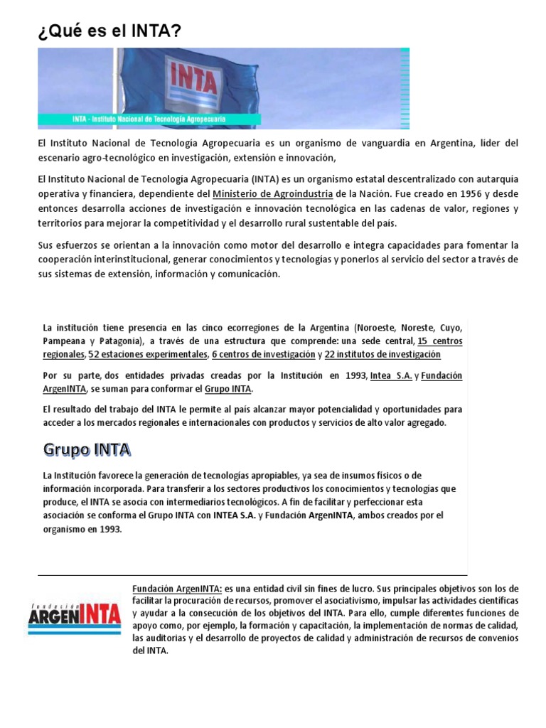 Qué Es El INTA | PDF | Economias | Agricultura