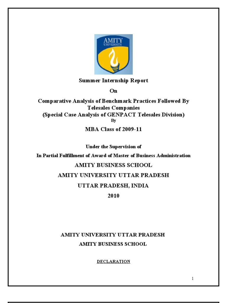 Summer Internship Report | PDF | Benchmarking | Sales