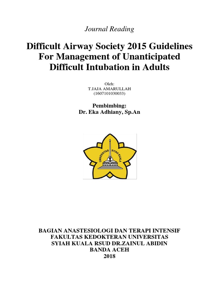 Difficult Airway Society 2015 Guidelines For Management of ...