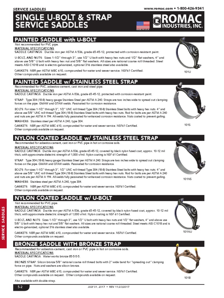 Single U-Bolt & Strap Service Saddles | Download Free PDF | Screw ...