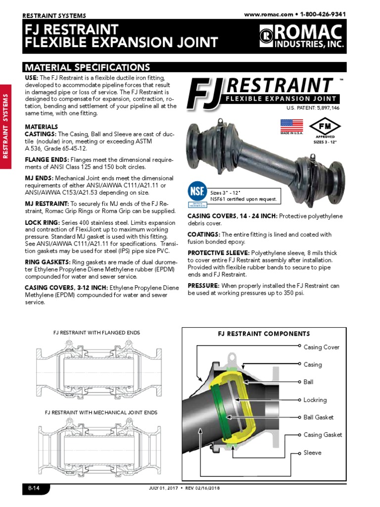 Restraint: FJ Restraint Flexible Expansion Joint | PDF | Pipe (Fluid ...