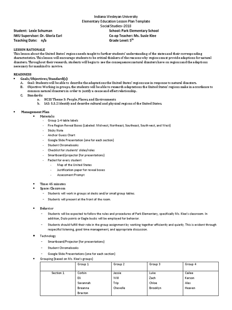 Region Natural Disasters Adaptions | PDF | Question | Lesson Plan