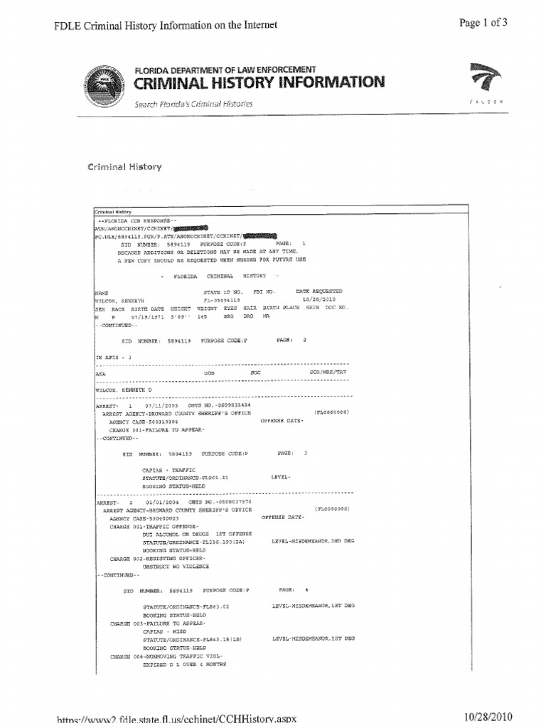 Kenneth Drew Wilcox Aka Drew Carrington Rap Sheet | PDF