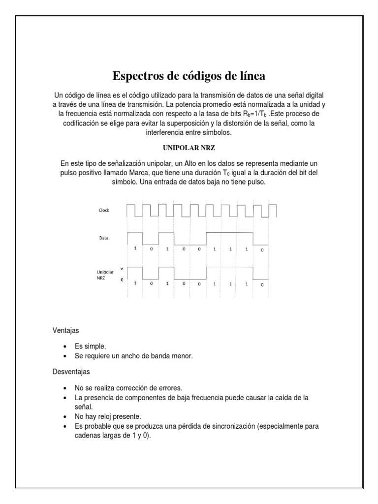 Codificación de Línea: NRZ Unipolar | PDF | Tecnología de información y ...