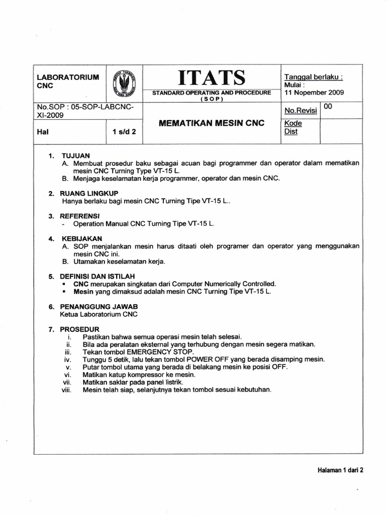 SOP Pengoperasian Mesin Bubut | PDF