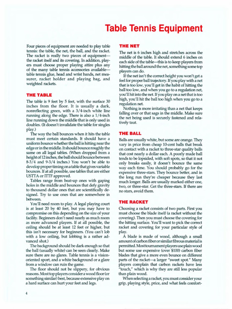 Table Tennis Equipment | PDF | Table Tennis | Racquet Sports