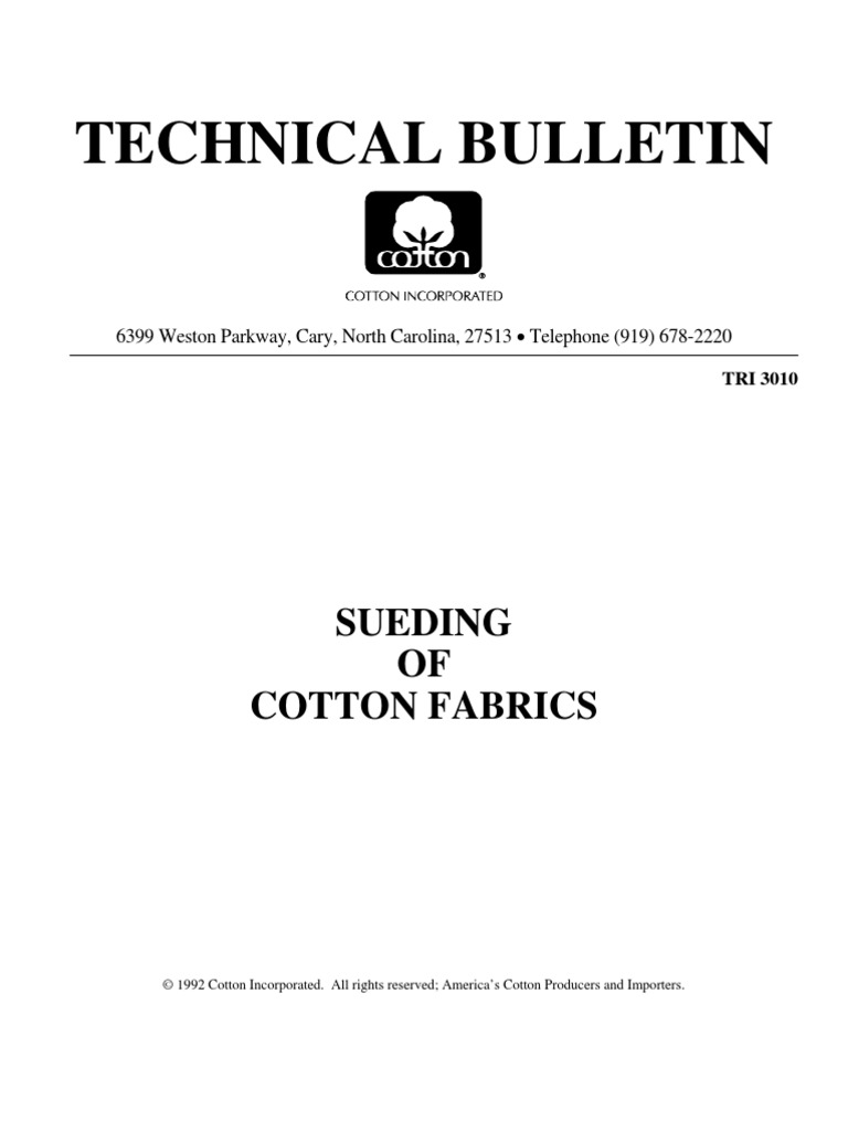 TRI 3010 Sueding of Cotton Fabrics | PDF | Abrasive | Textiles