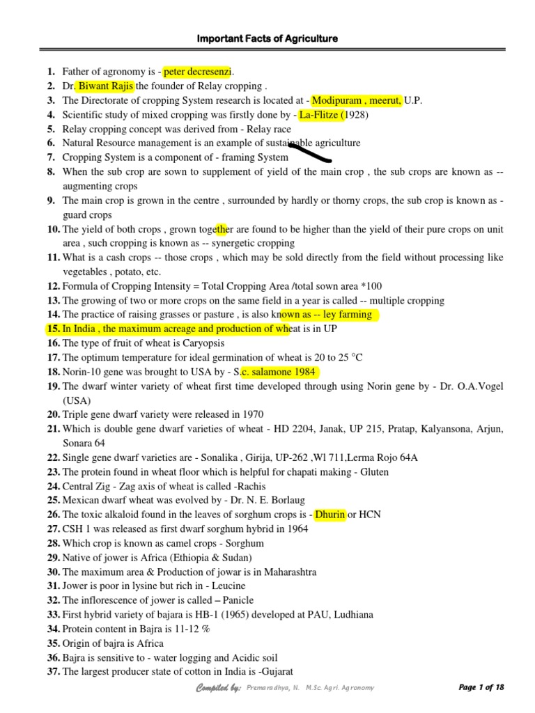 800 Very Important Agriculture Facts PDF | PDF | Business