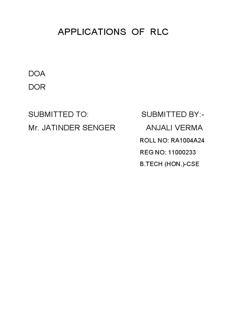 Applications of RLC: DOA DOR | PDF