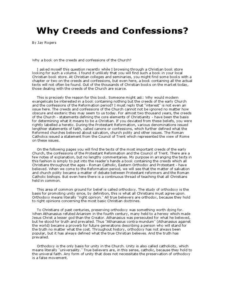 Why Creeds and Confessions | PDF | Creed | Eastern Orthodox Church
