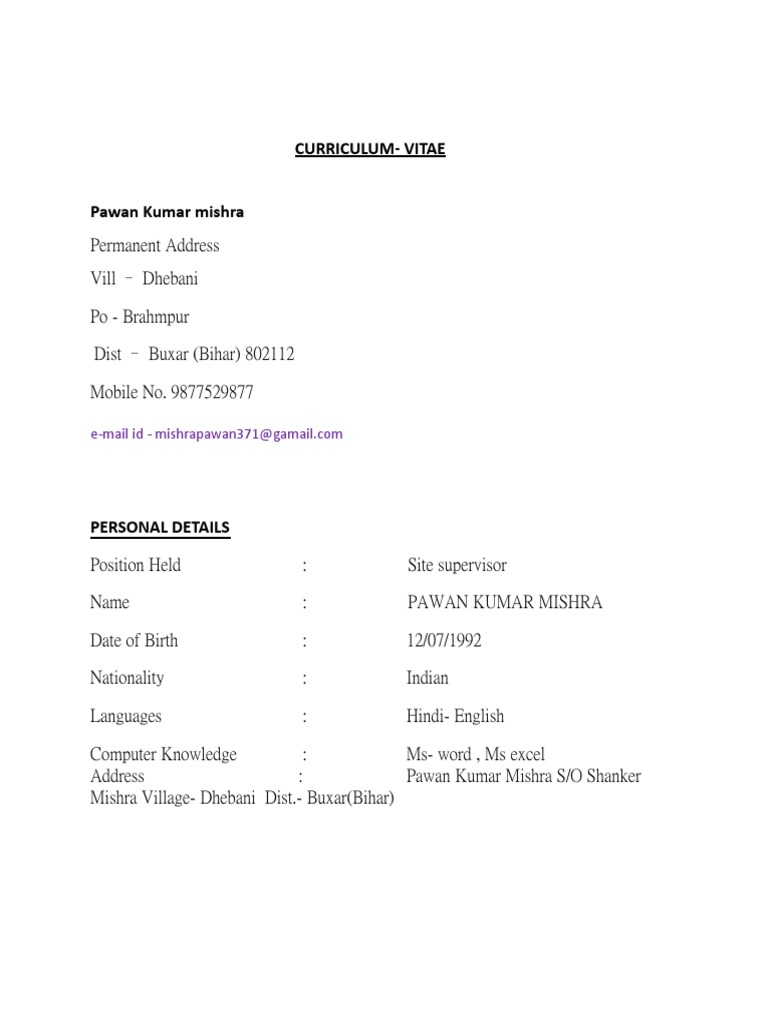 Curriculum-Vitae Pawan Kumar Mishra | PDF | Business