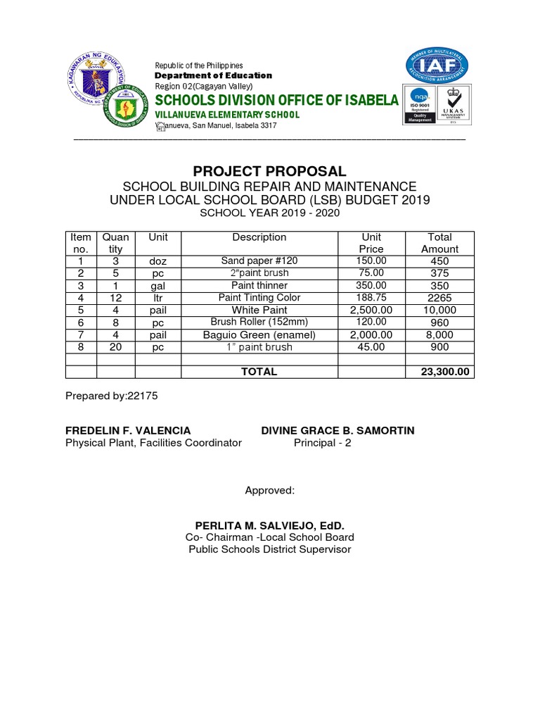 Project-Proposal 2-for-School-Building-Repair-2019-2020 | PDF