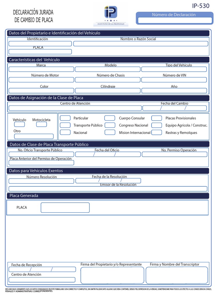 530 Formulario | PDF | Vehículos | Transporte