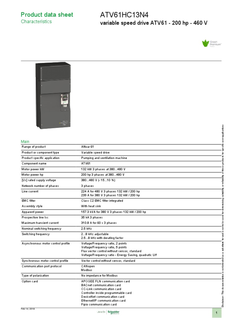 Altivar 61 - ATV61HC13N4 | PDF | Electrical Impedance | Electric Motor
