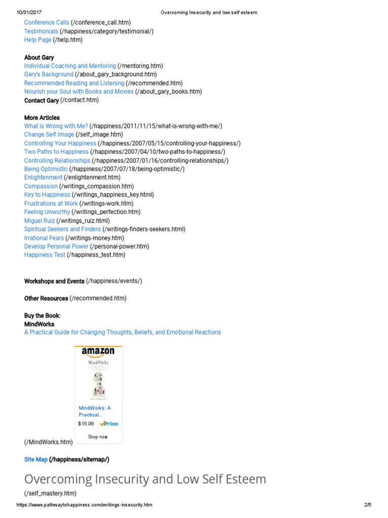 Overcoming Insecurity and Low Self Esteem | PDF | Self | Feeling