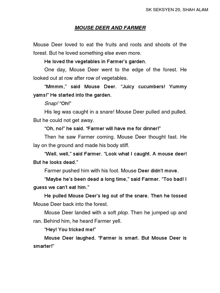 Clever Mouse Deer's Escapades | PDF | Leisure