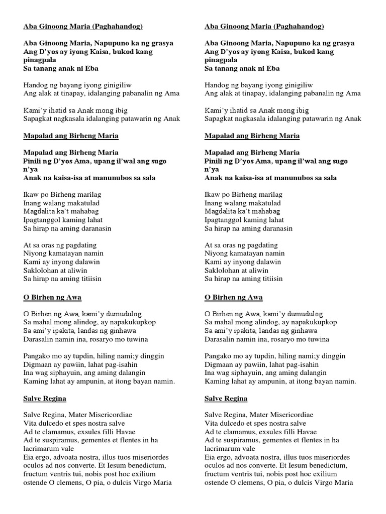 Aba Ginoong Maria | PDF