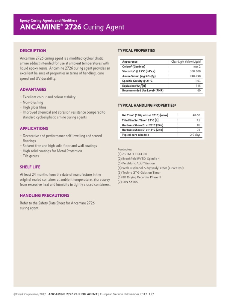 Evonik-Ancamine 2726 EU | PDF | Epoxy | Building Materials