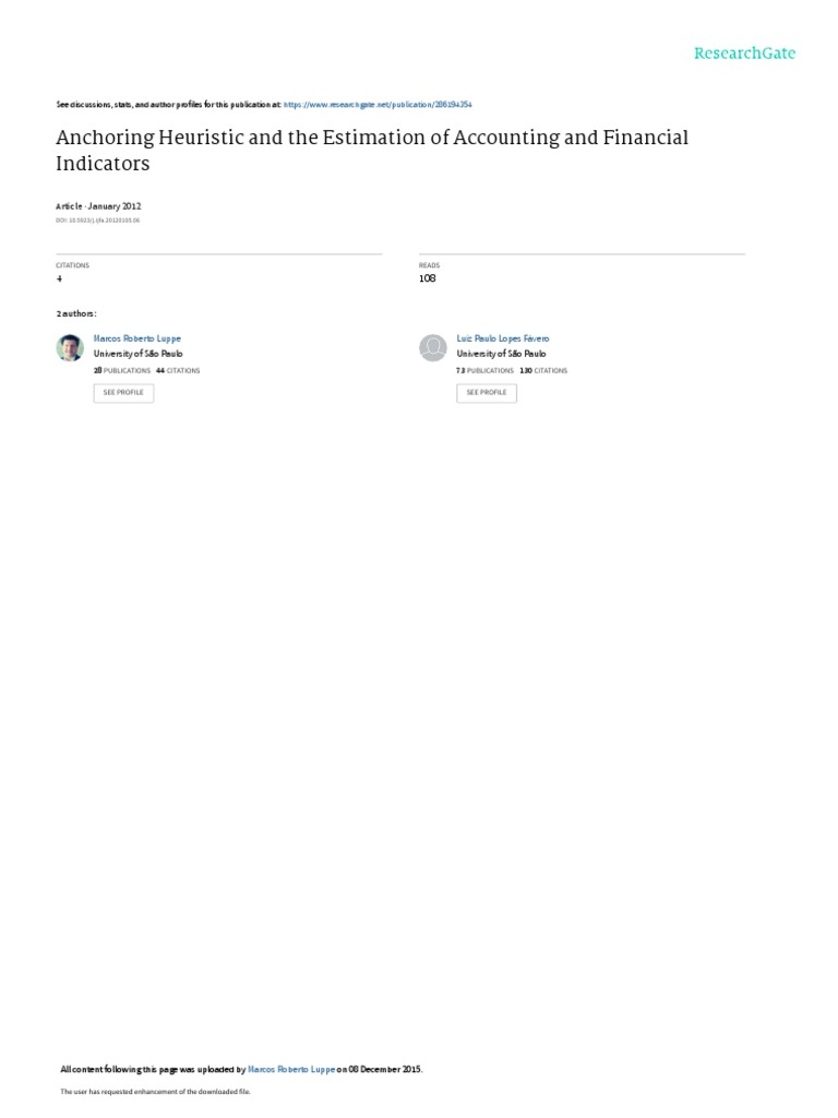 Anchoring Heuristic and The Estimation of Accounting and Financial ...