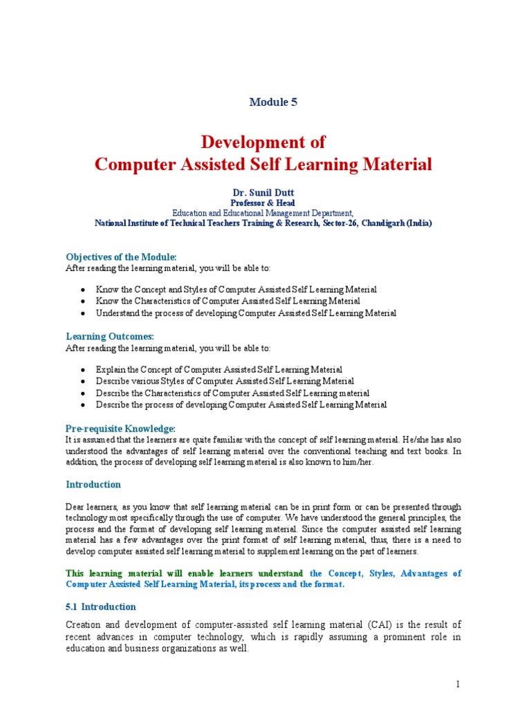 Computer Assisted SLM | PDF | Educational Technology | Learning