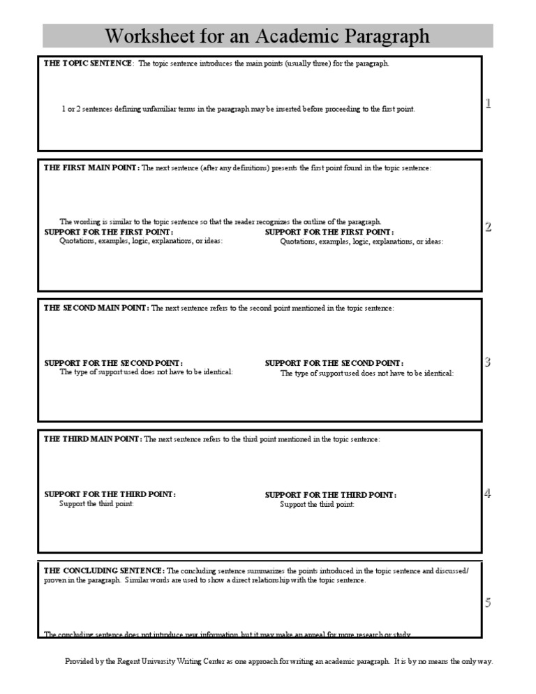 An Academic Paragraph Worksheet | PDF