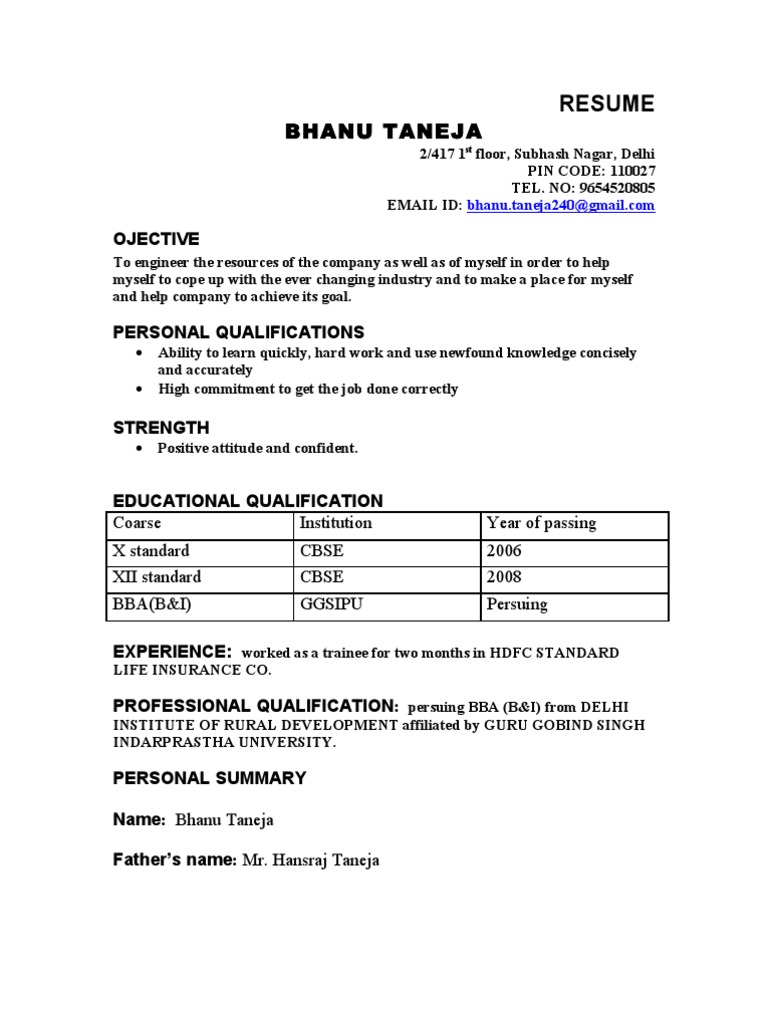 Bhanu Taneja: Resume | PDF