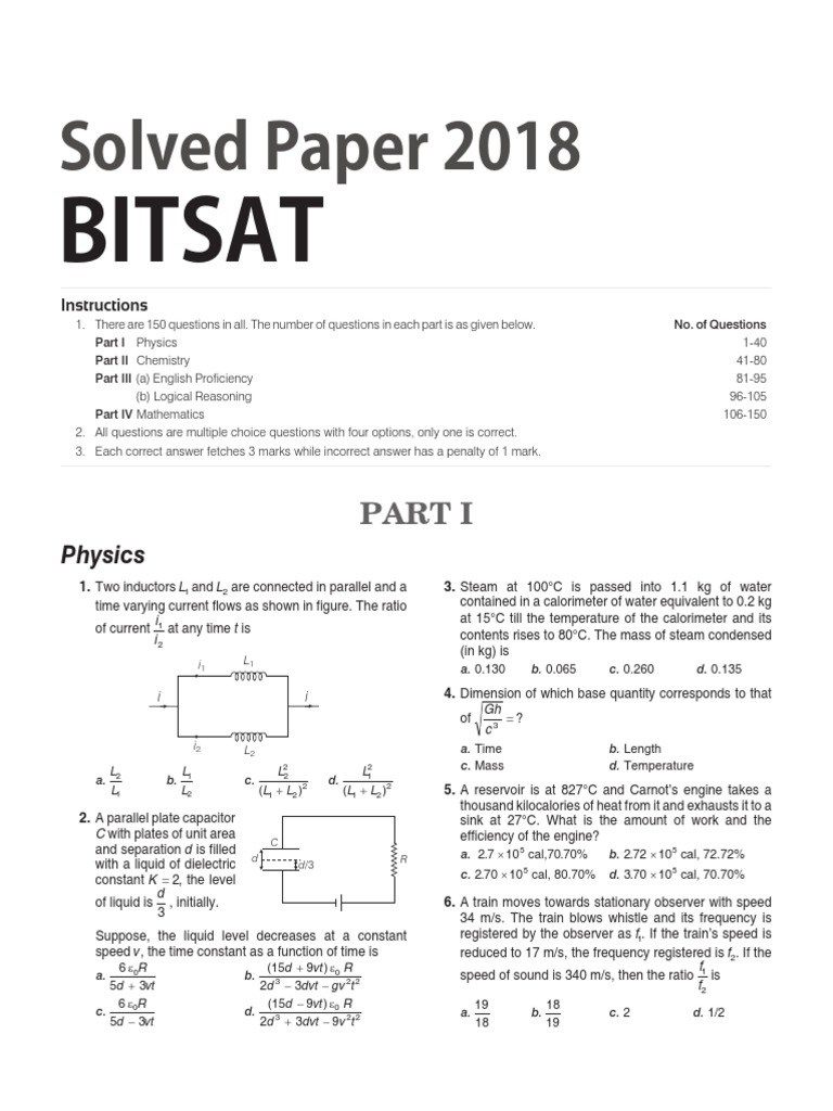 Bitsat 2018ques PDF | PDF | Photoelectric Effect | Drop (Liquid)