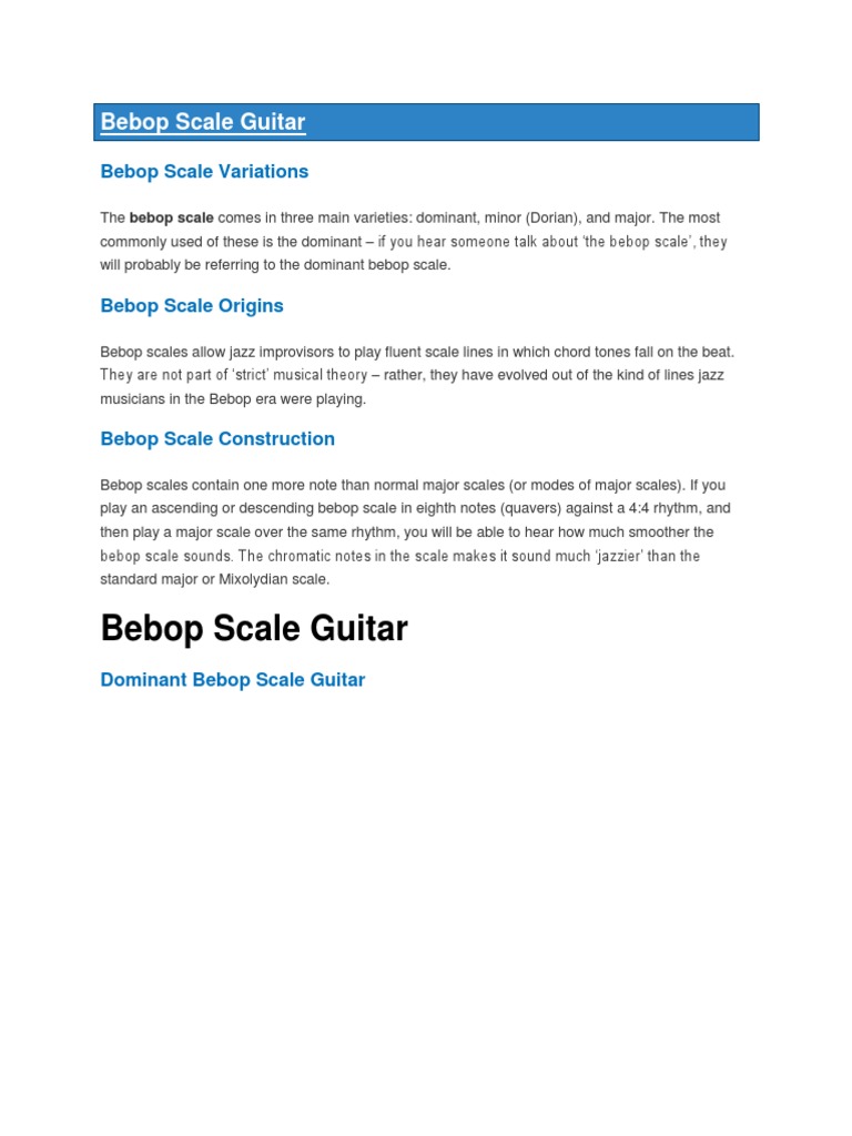 Bebop Scale Guitar PDF | PDF | Scale (Music) | Chord (Music)