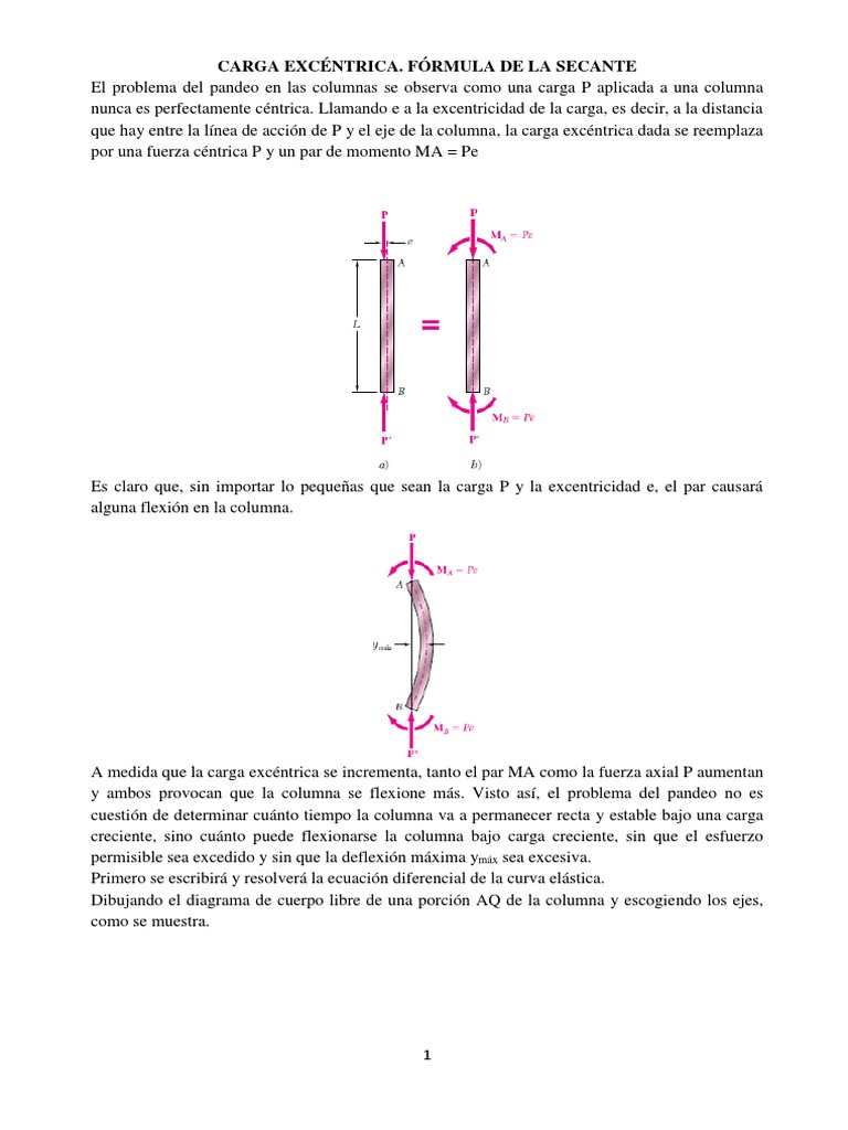 Pandeo de Columnas con Carga Excéntrica | PDF | Pandeo | Ecuaciones