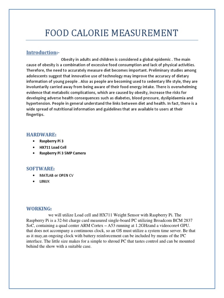Food Calorie Measurement: Introduction | PDF