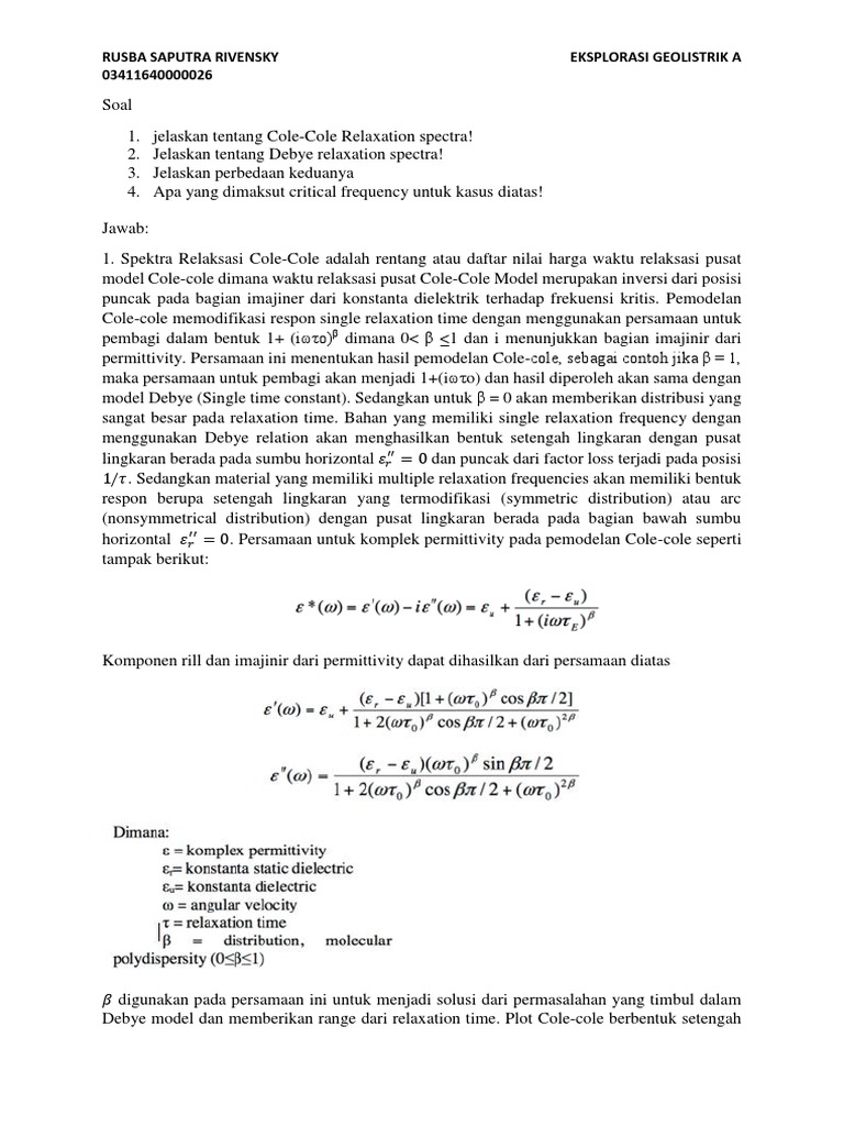 Cole-Cole Model Dan Debye | PDF