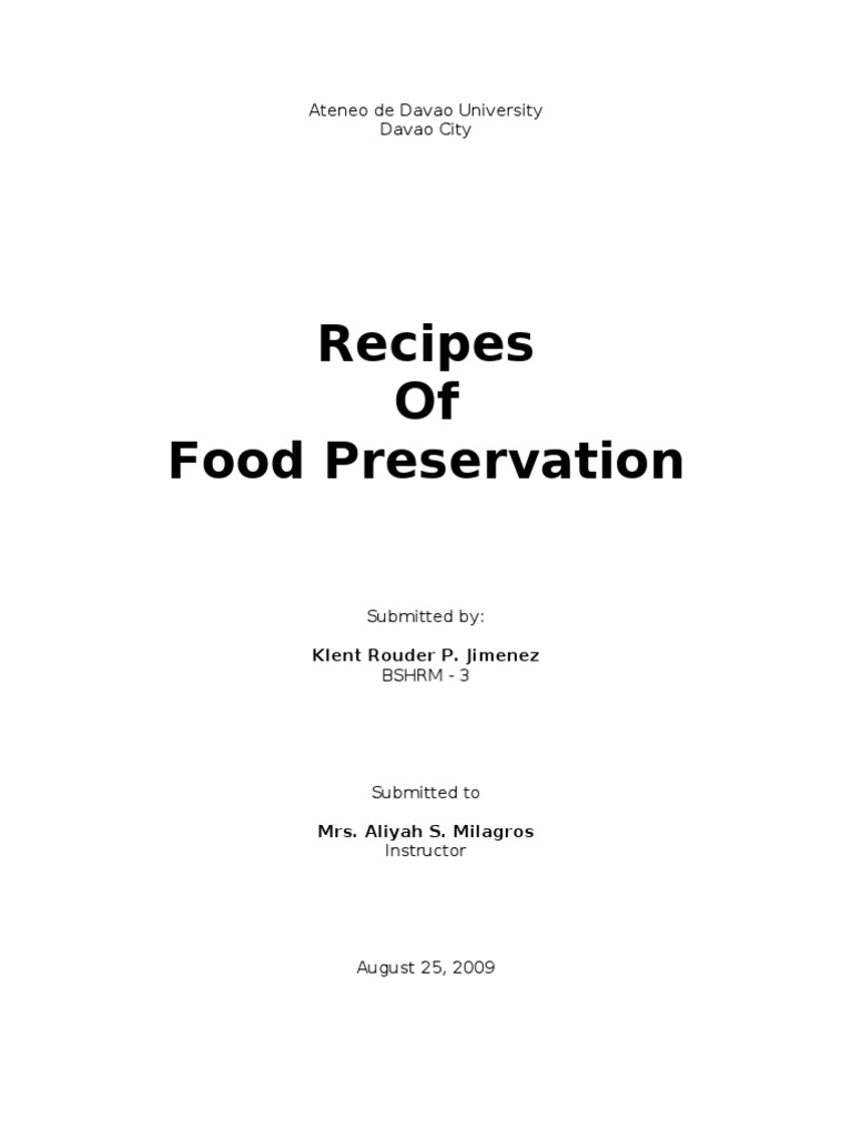 Food Preservation Recipes Guide | PDF | Fruit Preserves | Pickling