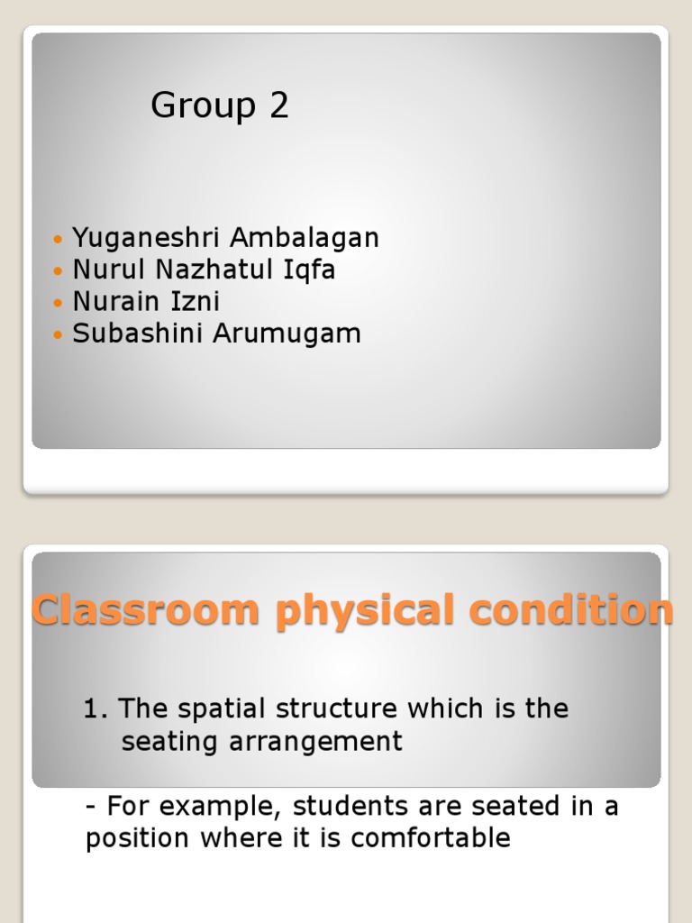 Group 2: Classroom Environment and Teacher Factors that Impact ...