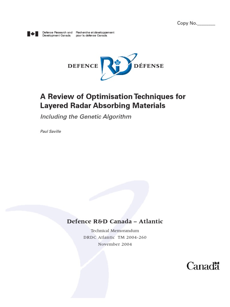 Optimising Radar Absorbing Materials with Genetic Algorithms | PDF | Transmission Line ...