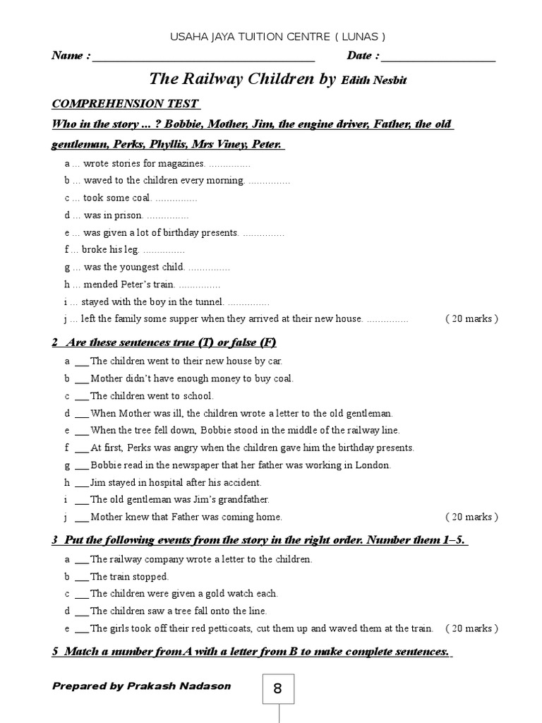 The Railway Children Exercises | PDF