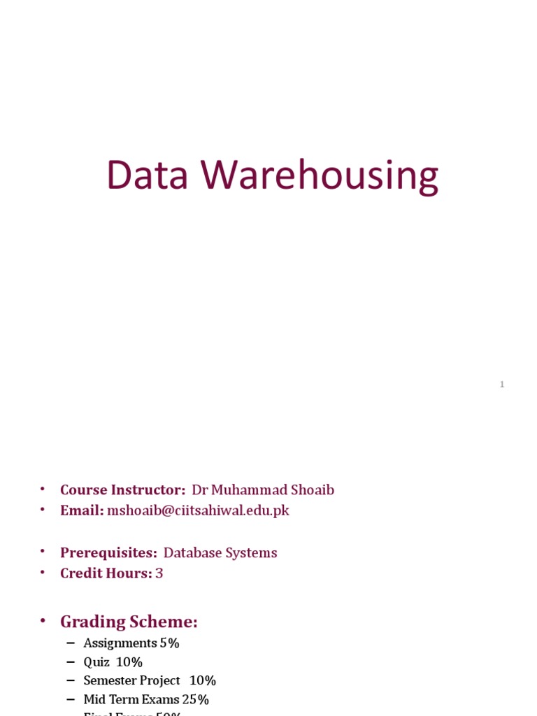 Lec1 - Introduction To DWH | PDF | Data Warehouse | Databases