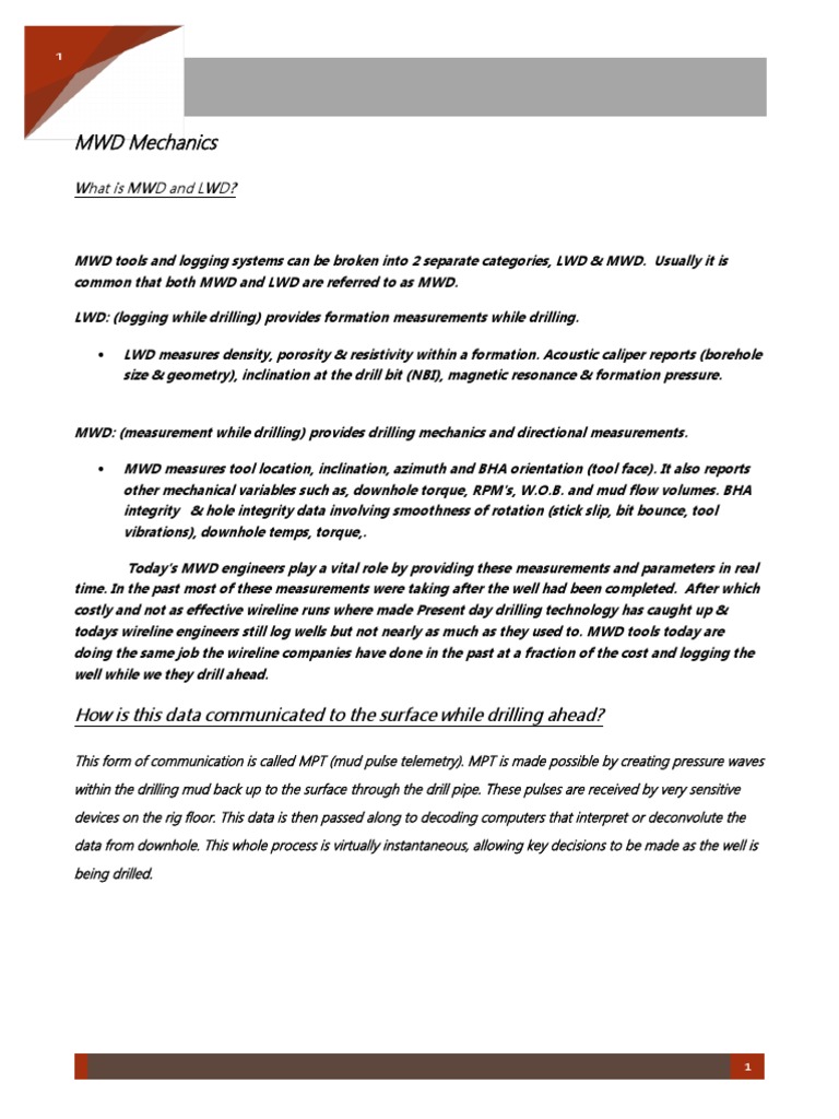 MWD Mechanics: How Is This Data Communicated To The Surface While ...