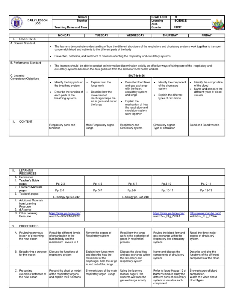 First Quarter Science 9 DLL | PDF | Dominance (Genetics) | Heredity