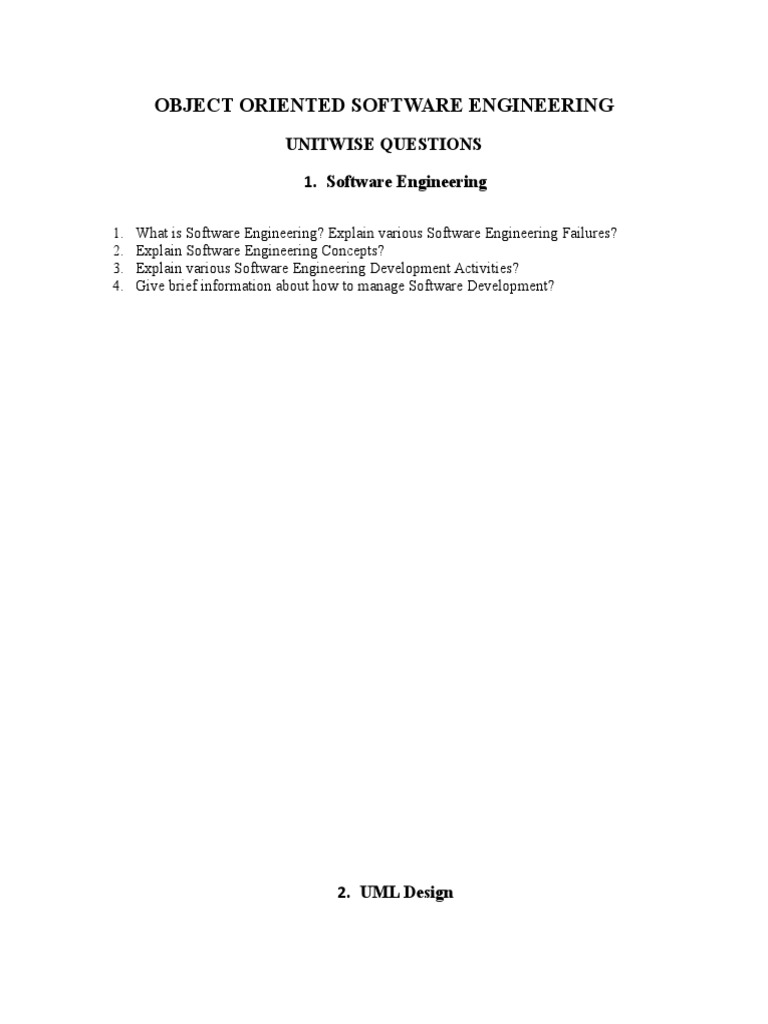 OOSE Unitwise Questions | PDF | Unified Modeling Language | System