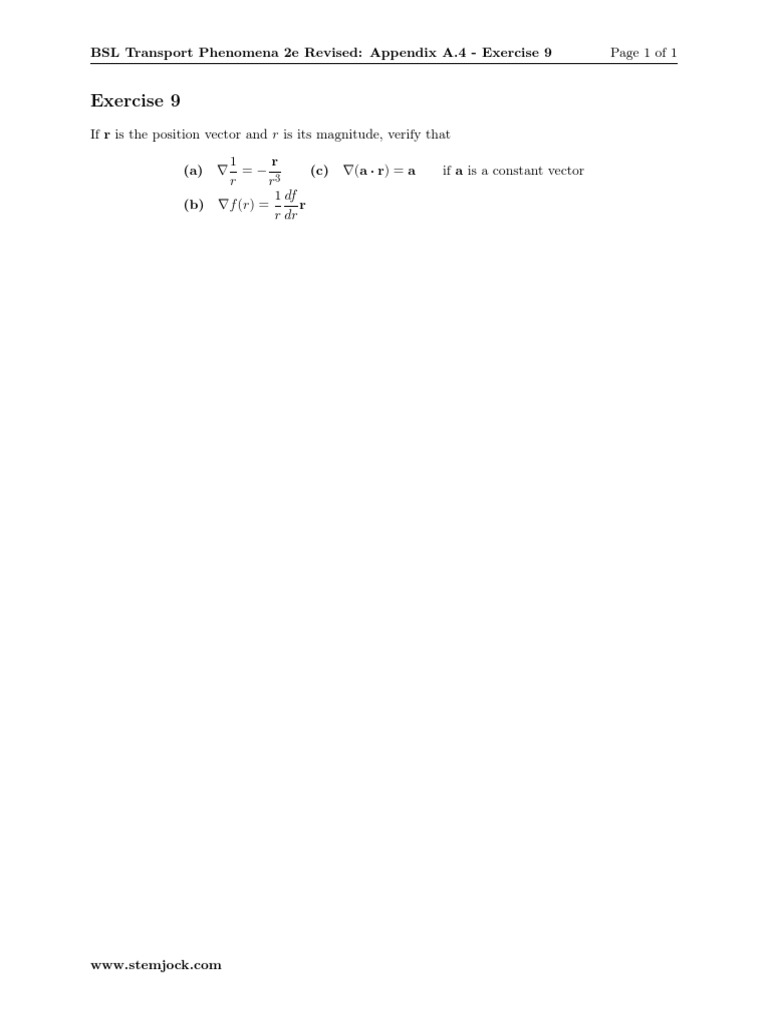 Vector Calculus Exercises in BSL Transport | PDF | Linear Algebra | Geometry