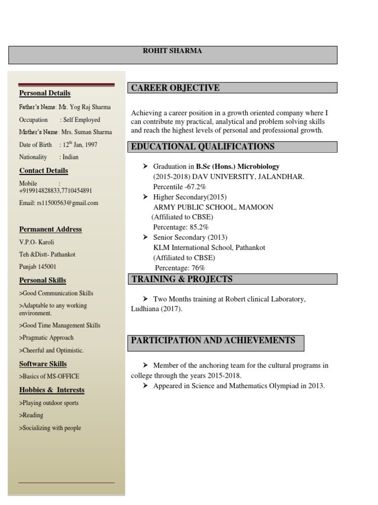 Rohit Sharma Resume | PDF