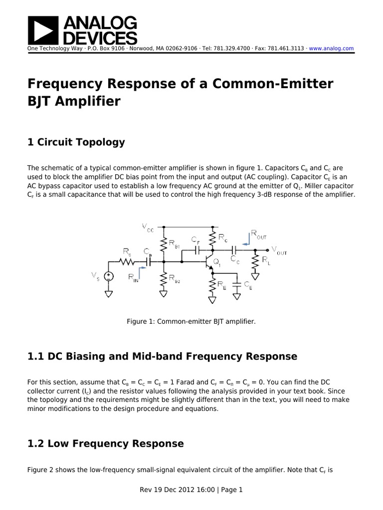 Equency Response of A Common-Emitter BJT Amplifier | PDF | Amplifier | Electrical Circuits