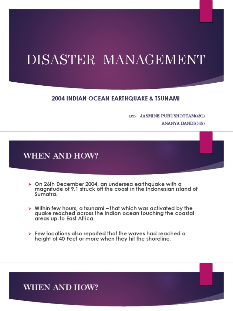 Disaster Management: 2004 Indian Ocean Earthquake & Tsunami | PDF ...