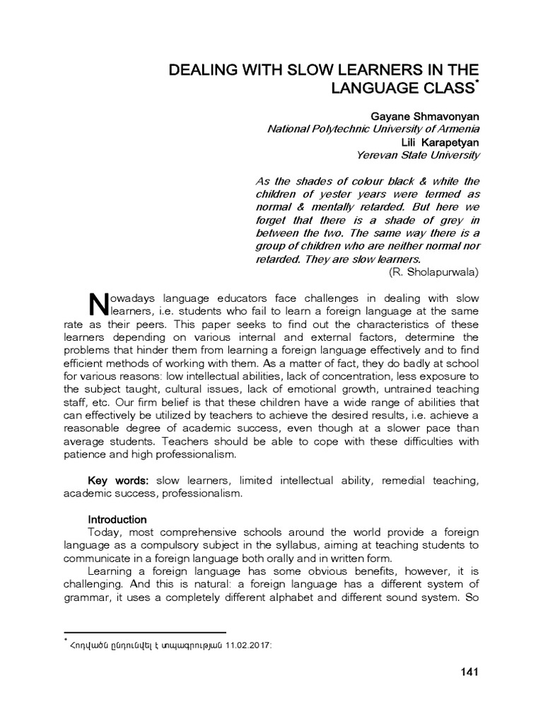 Dealing With Slow Learners | PDF | Learning Disability | Teaching Method