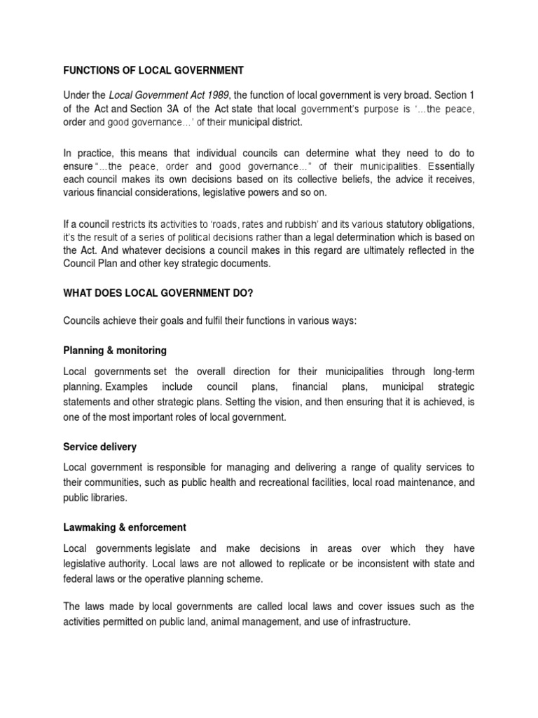 Functions of LGU | PDF | Local Government | Good Governance