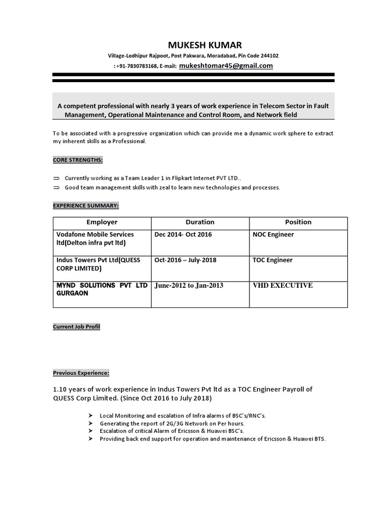 Mukesh's Resume | PDF | Computing | Telecommunications
