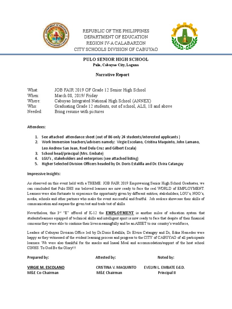 JOB-Fair-03.08.19-narrative-report.docx | Change | Employment | Free 30 ...