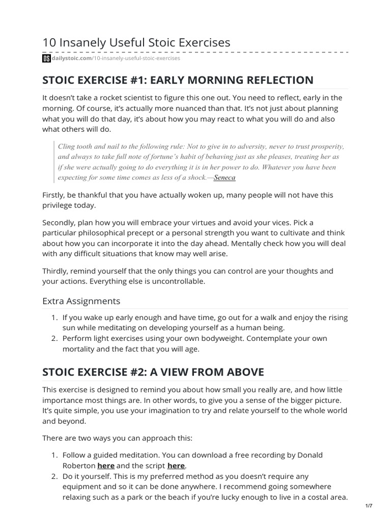 10 Insanely Useful Stoic Exercises | PDF | Stoicism | Mind