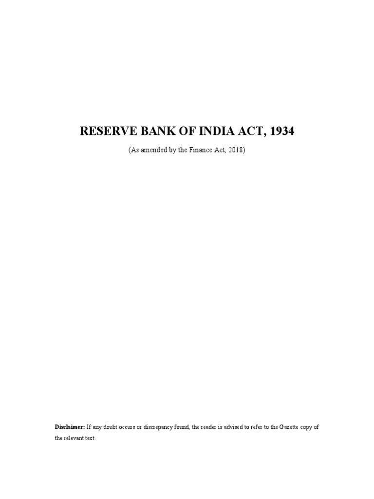 Reserve Bank of India Act Overview | PDF | Negotiable Instrument ...